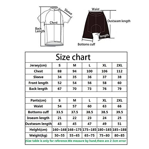 Men's Cycling Jersey Set Bicycle Short Sleeve Set 3D Cushion Shorts Padded Pants Quick Dry Breathable Shirt Black, L