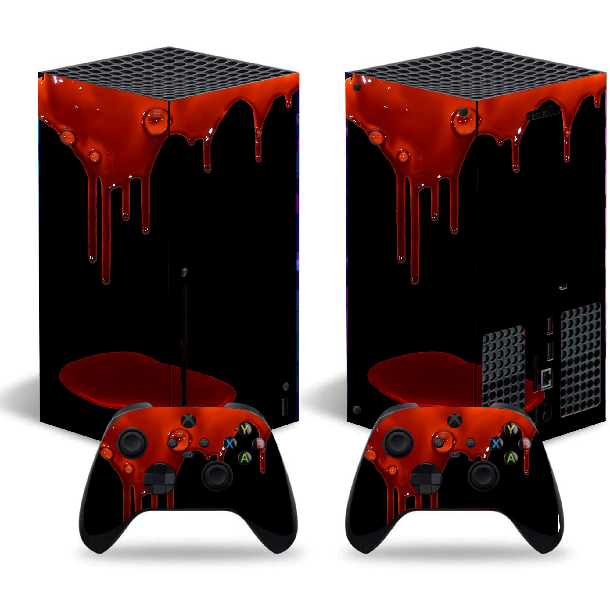 MODUCQY X-Box Series X Skin Set,Blood Splatter Protector Wrap Cover Protective Faceplate Full Set Compatible with X-Box Series X Console and Controller Skins