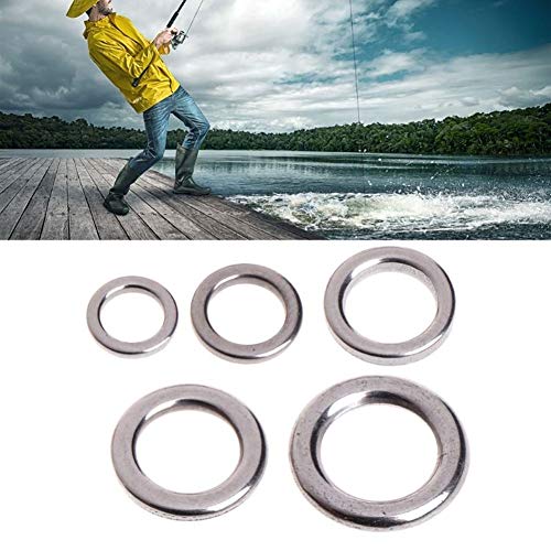 kaaka 50Pcs Fishing Solid Stainless Steel Snap Split O-Ring Inner Diameter 4/4.8/6/7/8mm Lure Fishing Tackle Connected Accessory L