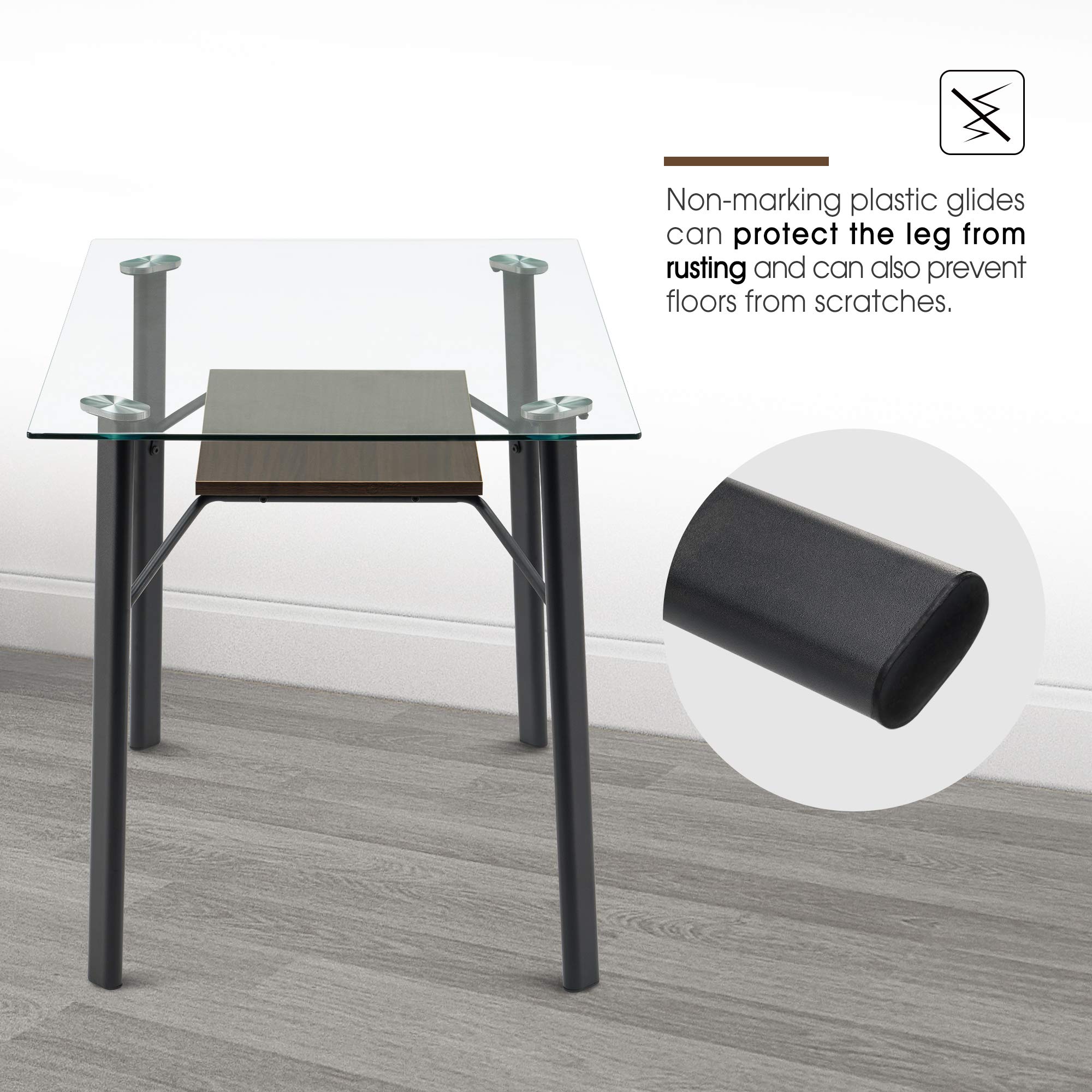 Ivinta Modern Glass Dining Table Kitchen Table for 4/6 Rectangular Dinner Table 2-Tier Mid-Century Leisure Desk with Storage Shelf for Home Office Living Room Kitchen 31 x 47 inch