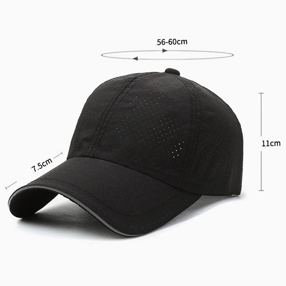 Men's Hat Quick Dry Baseball Cap Outdoor Breathable Sun Protection Fishing Cap Sun Cap Blank Peaked Cap (Black)