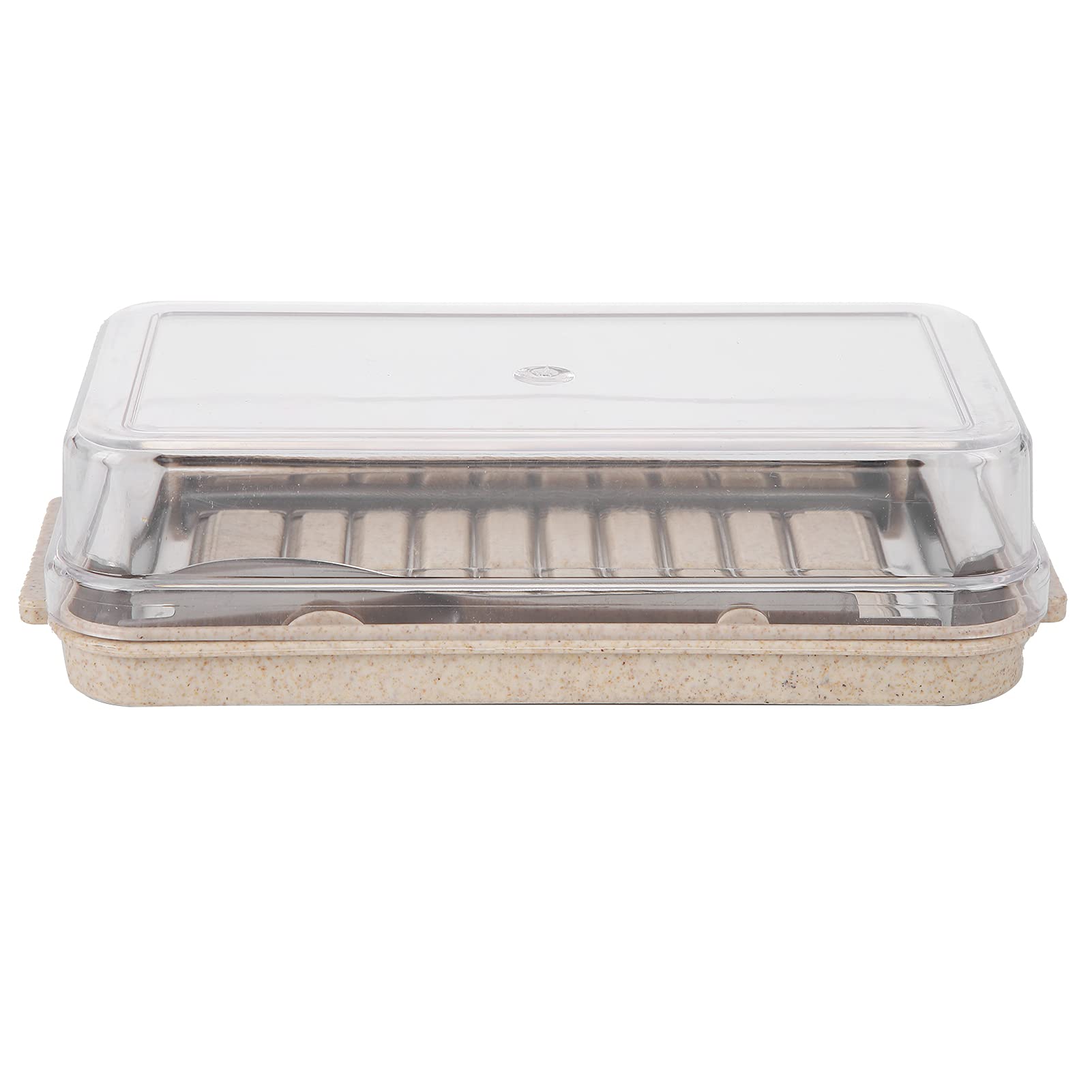 Milltrip Butter Dish, Stainless Steel Butter Cutter Container Multi-Purpose Butter Storage Box with Transparent Cover forCream Cheese Cake(wheat bottom)