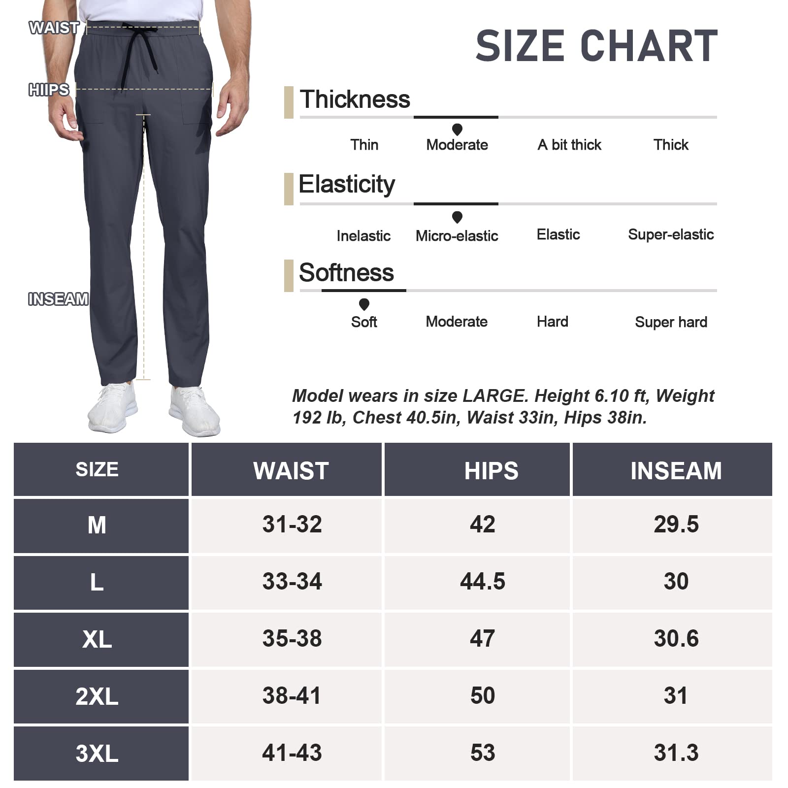 Men's Lightweight Joggers Quick Dry Cargo Hiking Pants Track Running Workout Athletic Travel Golf Casual Outdoor Pants-2XL Grey