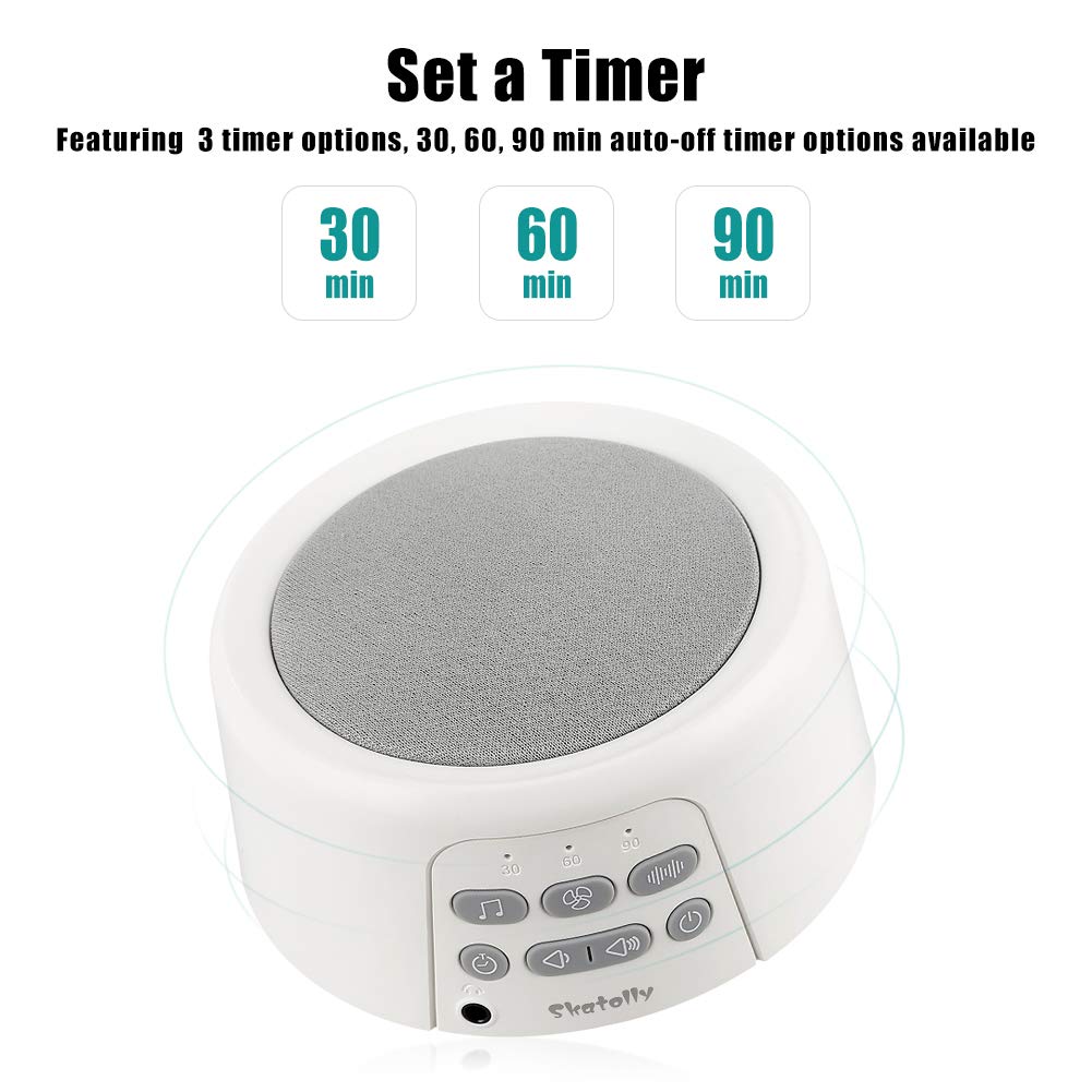 Sound Machines White Noise Machine with 24 Natural Soothing Sounds, 4 Sleep Timer Powered by AC or USB for Baby Kids Adults