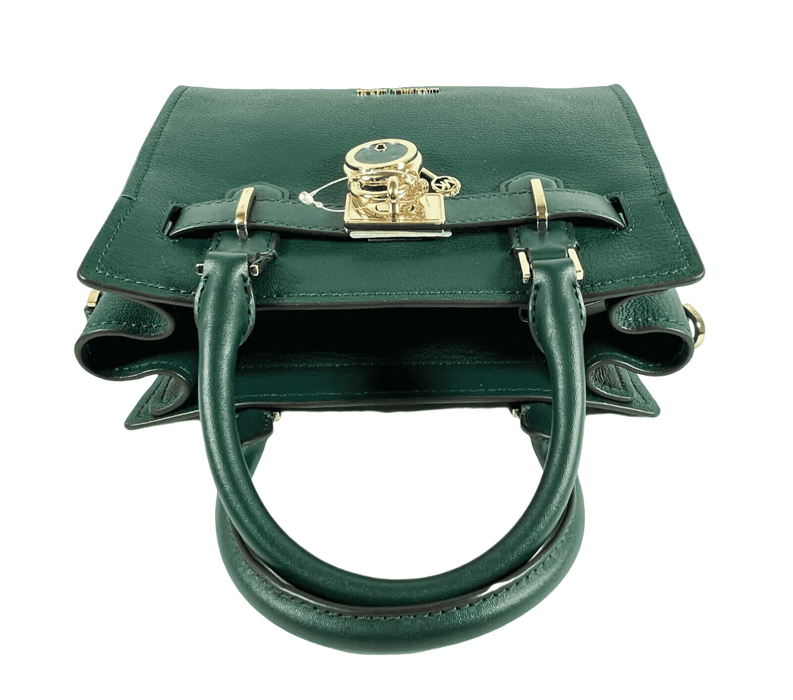 Michael Kors Hamilton Kay Lock Leather Small Satchel Crossbody Jewel Green