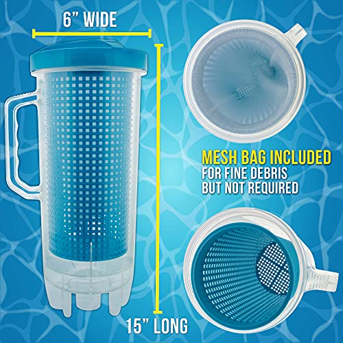 U.S. Pool Supply Professional in-line Pool Leaf Canister with Large Plastic Mesh Basket & Mesh Bag - Fits 1-1/2β Swimming Pool Cleaner Vacuum Hose Sections - Skims Leaves, Prevents Filter Clogging