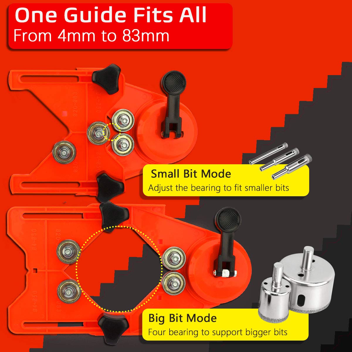 Rokrou Diamond Hole Saw Set 15 PCS Tile Hole Saw Kit with Drill Guide from 6mm-50mm /1/4ββ- 2β for Ceramic,Glass,Porcelain,Marble