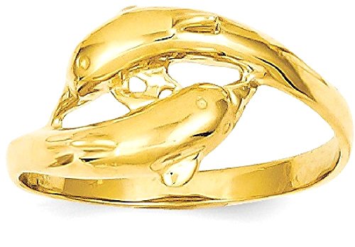 IceCarats 14K Yellow Gold Sea Dolphin Ocean Fish Beach Nautical Ring Size 6.5