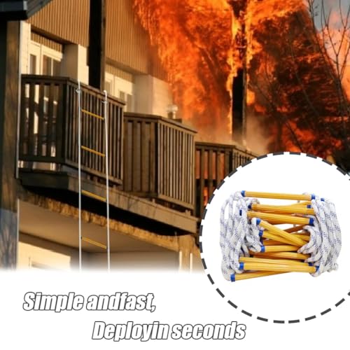 WDFYJ Emergency Fire Escape Ladder Flame Resistant Safety Rope Ladder with Hooks, Fast to Deploy & Easy to Store Withstand Weight up to 2000 pounds(16F/5M)