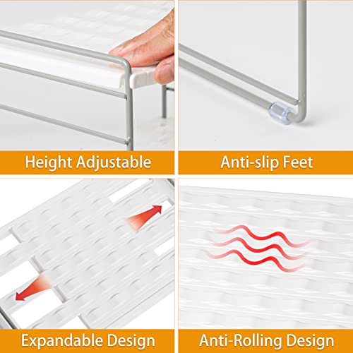 Water Bottle Organizer For Cabinet, Expandable Water Bottle Holder Rack, Adjustable Tumbler Storage For Kitchen Organization, 3 Tier Cup Organizer For Sports Flask Insulated Travel Mug Fridge, White