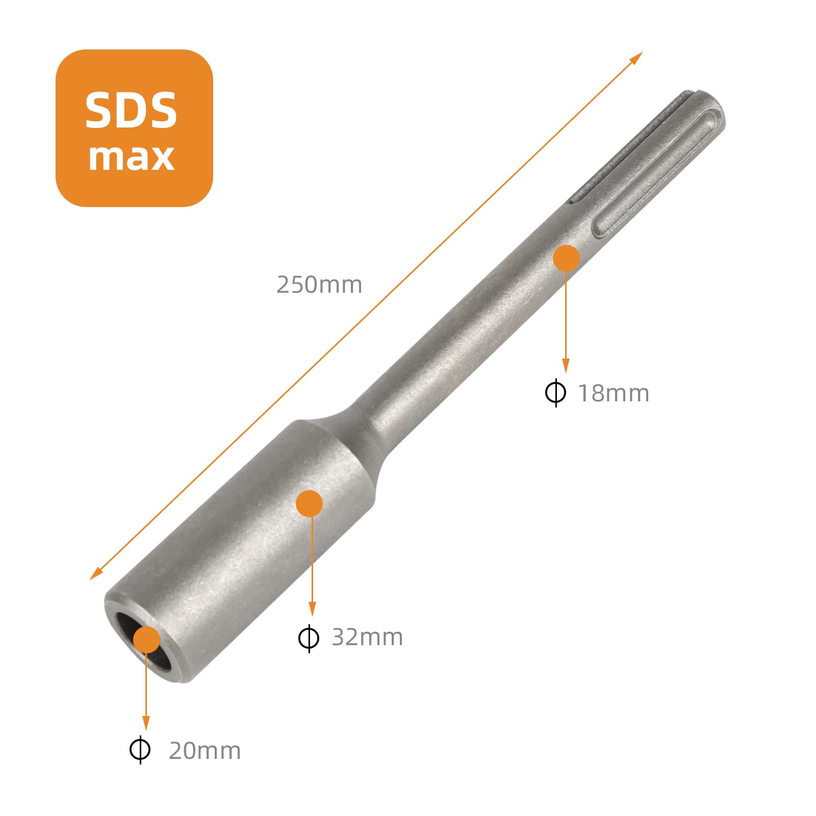 SDS-Max Ground Rod Bits Driver, SDS MAX Hammer Drills for 5/8", 3/4" Grounding Rods Diameter Shank Ground Rod Driver for use with Rotary Hammer Drill (MAX)
