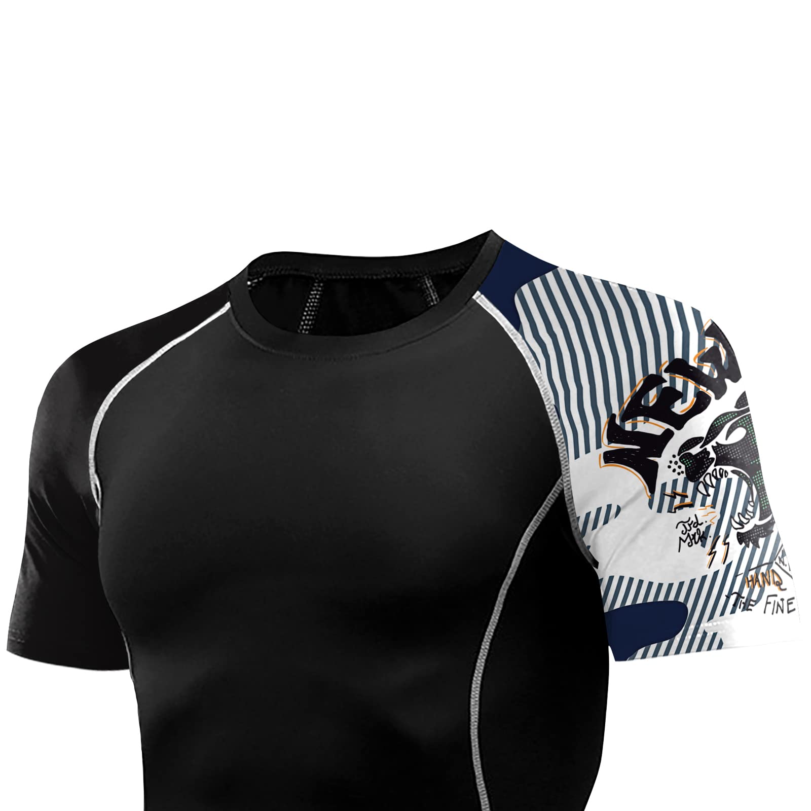 Men's Rash Guard Shirts Sun Protection UPF 50+ Short Sleeve BJJ Jiu Jitsu Workout Swim Compression Shirt