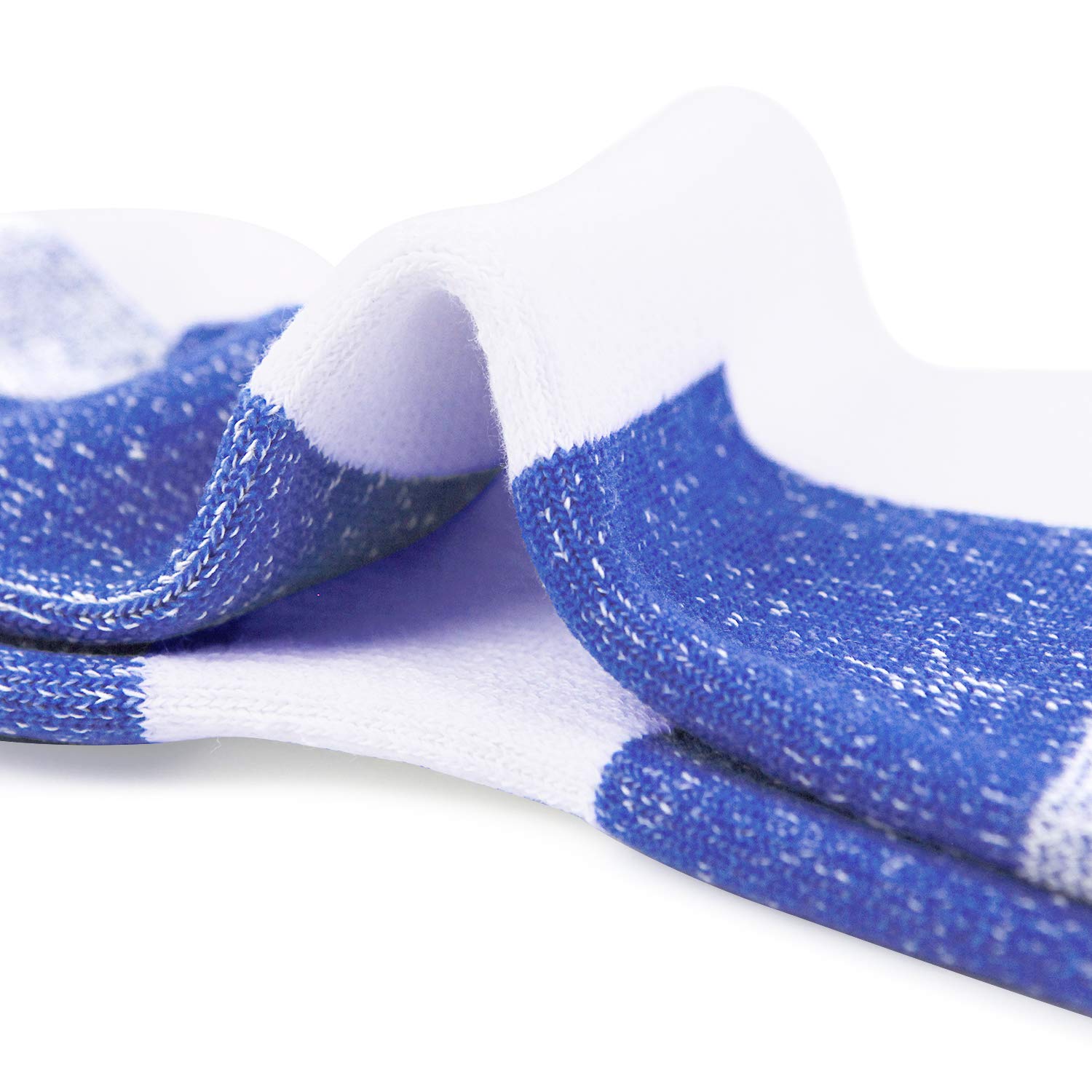 JOURNOW 10 Pairs Men's Cotton Extra Heavy Cushion Low Cut Socks (10-13, White+Blue, numeric_10)