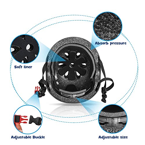 JBM Youth & Adult Full Protective Gear Set, Multi-Sport Helmet, Knee Pads and Elbow Pads with Wrist Guards, Full Protection
