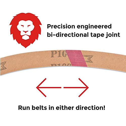 Red Label Abrasives 2 Inch X 42 Inch Knife Makers Fine Grit Sanding Belts, 6 Pack Assortment