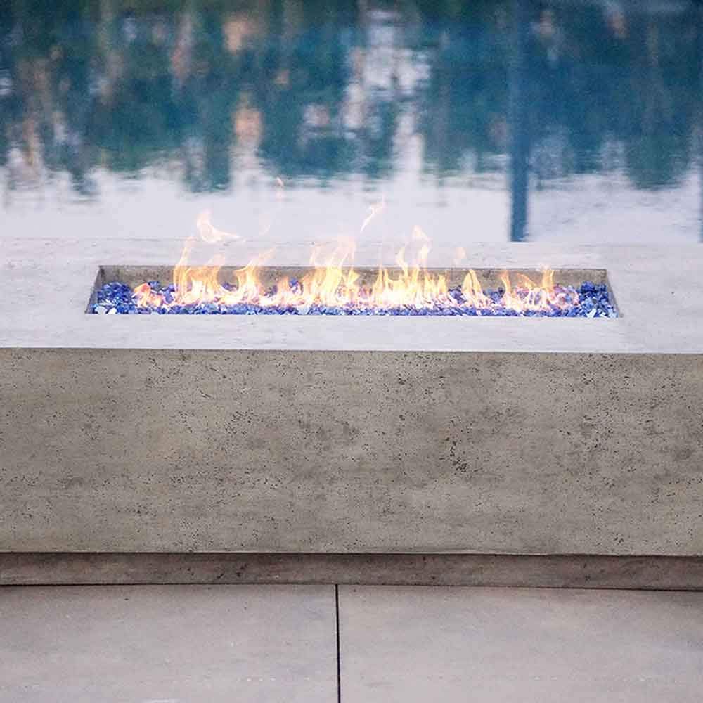 Prism Hardscapes Tavola 1 Concrete Gas Fire Pit (PH-405-4NG), Natural Gas, Pewter, 56x38-Inch