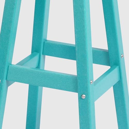 WestinTrends Malibu 24" HDPE Outdoor Patio Counter High Backless Square Bar Stools Set of 3, Turquoise