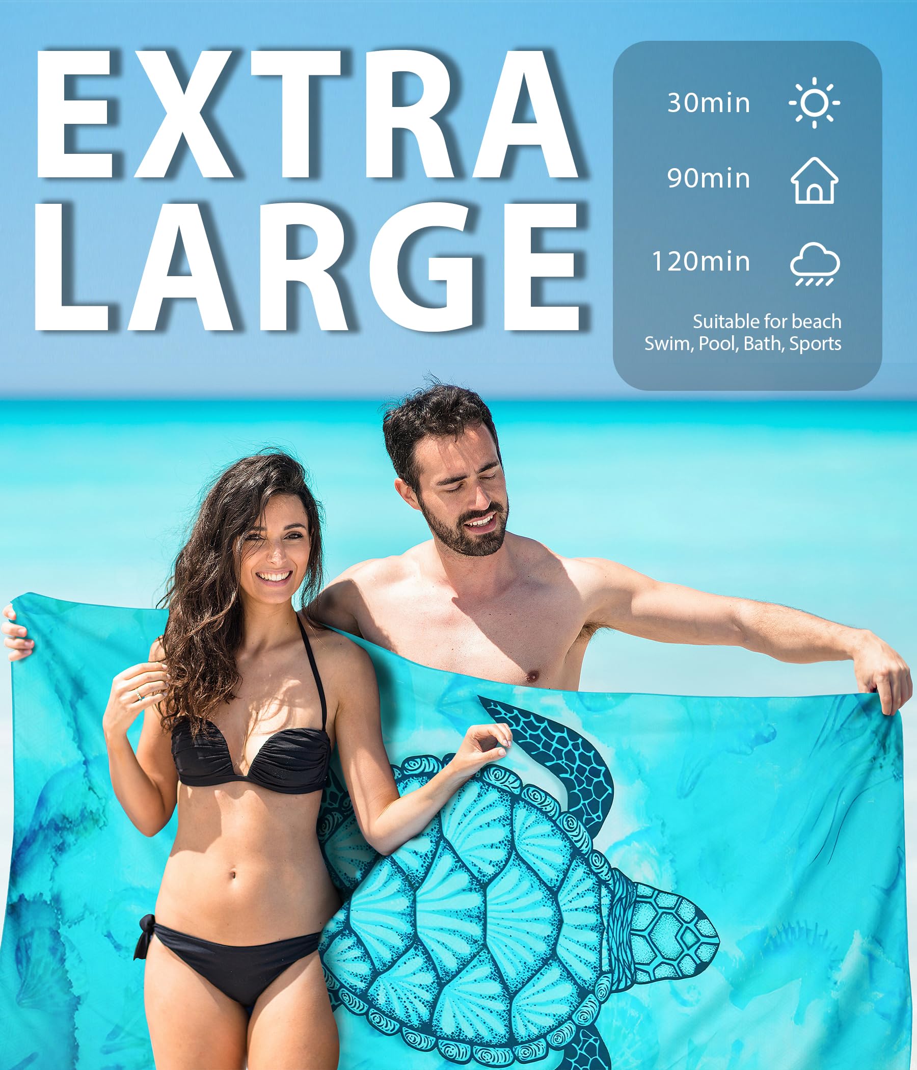 Microfiber Beach Towel – Quick Dry Lightweight Sand Free Oversized Large Towel Accessories Travel Must Swim Pool Yoga Camping Summer Cruise Ship Essentials Compact Sandproof Gift Black Stripe(71" 32")