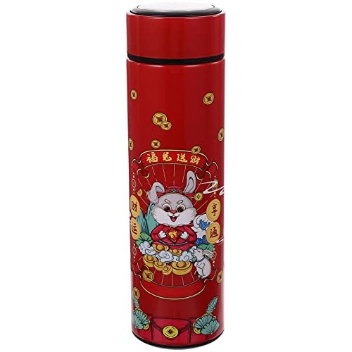 Veemoon Chinese New Year Gifts Vacuum Insulated Water Bottle Chinese Stainless Steel Insulated Cup Portable Metal Drink Cup 2023 Year Water Bottle for CoffećMilkćTea