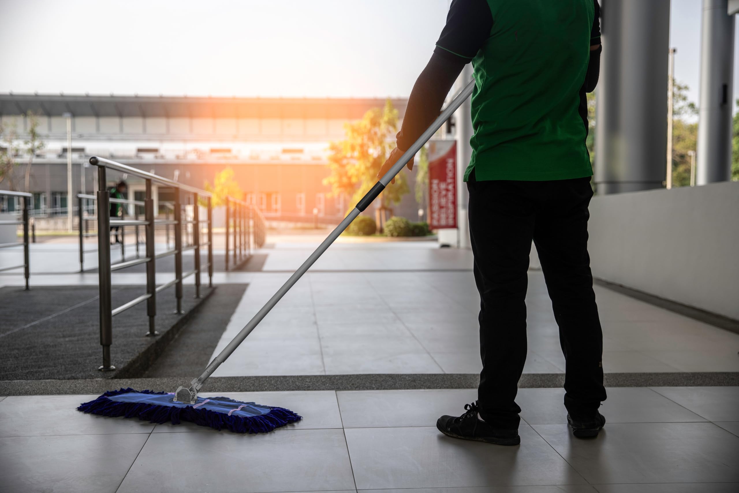 Ultimate Dust Mop Kit: Industrial-Grade Performance, Heavy-Duty Frame, Telescopic Handle - Blue 60 Inch