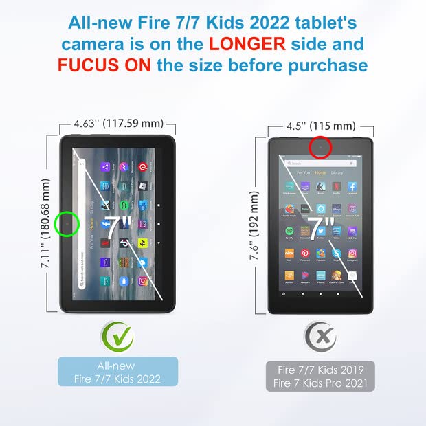 SPARIN 2 Pack Screen Protector Compatible with All-new Fire 7/Fire 7 Kids Tablet (12th Generation, 2022 Release) 7 Inch, Tempered Glass/Anti-Scratch
