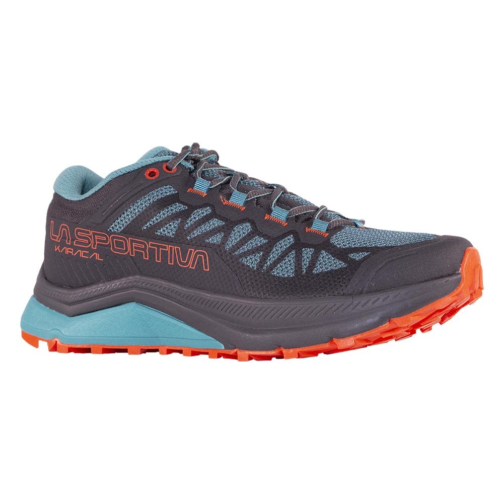 La Sportiva Womens Karacal Trail Running Shoe, Carbon/Lagoon, 9