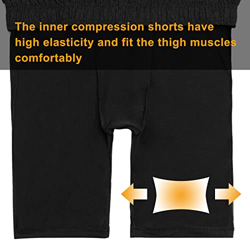 Men’s 2 in 1 Running Shorts Quick Dry Breathable Workout Athletic Shorts for Exercise Yoga Gym with Zip Pockets (XL, Black)