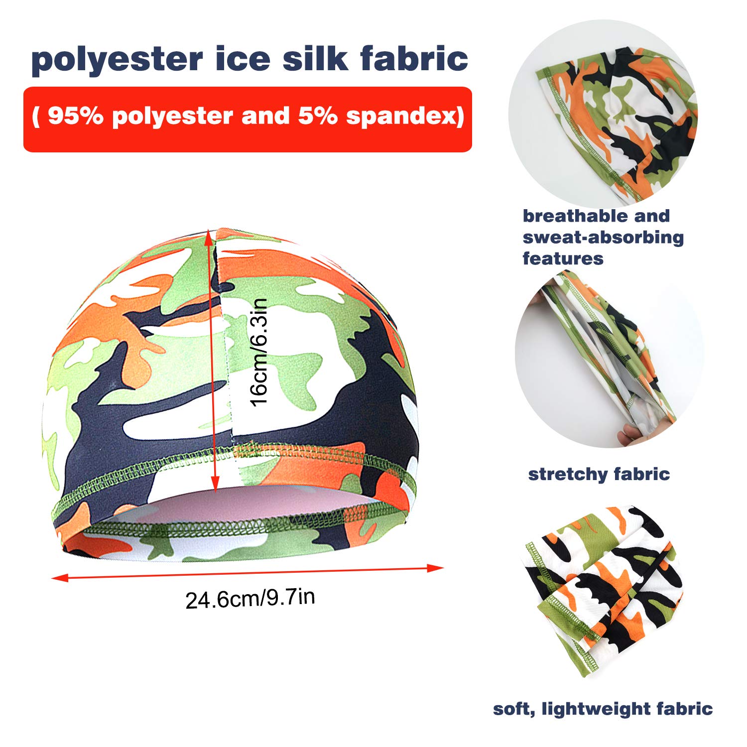 Lightweight Cooling Skull Caps, Cycling Helmet Liner, Sweat Wicking Cap(10)