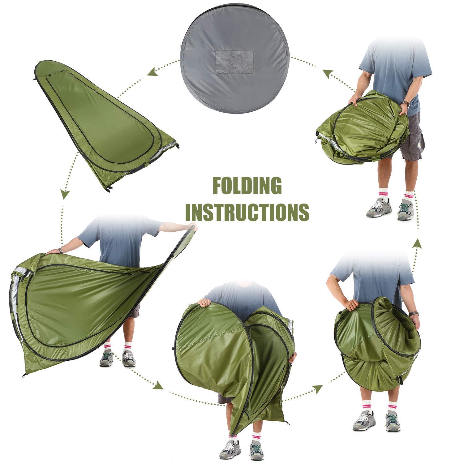 Lixada Outdoor 6FT Quick Set Up Privacy Tent Pop-up Tent, Toilet, Camp Shower, Portable Changing Room for Camping Shower Biking Toilet Beach