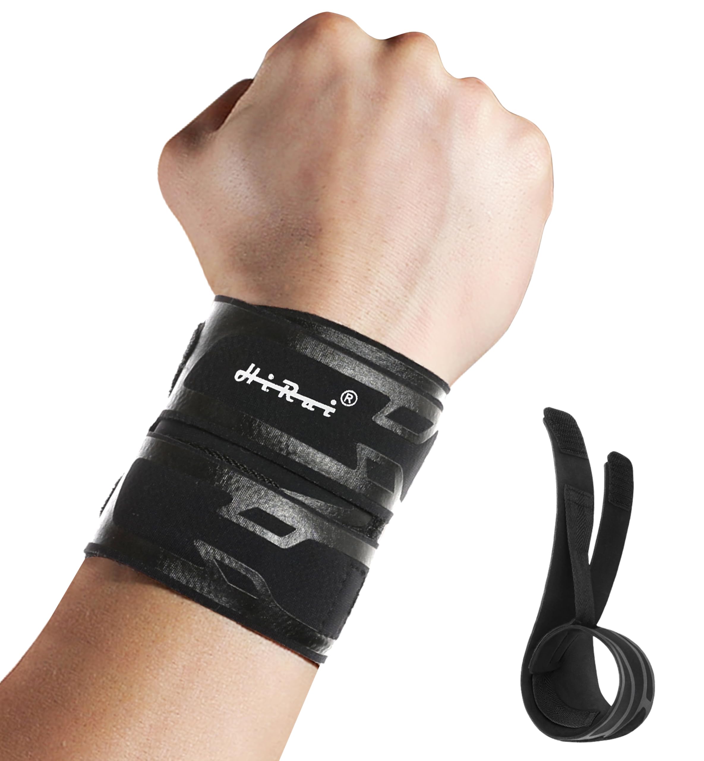 HiRui Wrist Brace Wrist Wrap for TFCC Tears, Ultra-thin Compression Wrist Strap Wrist Support for Workout Basketball Tennis Weightlifting Tendonitis Carpal Tunnel Syndrome-Adjustable (Black, 1 Pack)