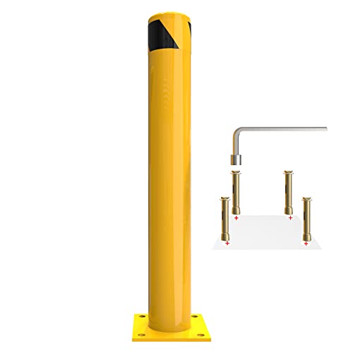 YITAHOME Safety Bollard Post, 48" x 4.5" Steel Bollards for Warehouse, Yellow, 1 Pack