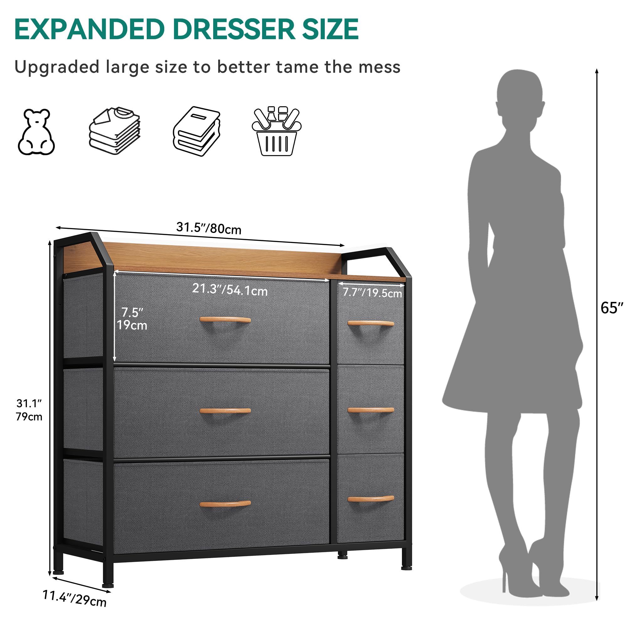 YITAHOME Dresser Drawers, Organizer Unit for Bedroom, Fabric Dresser Storage Tower, Organizer Unit for Bedroom