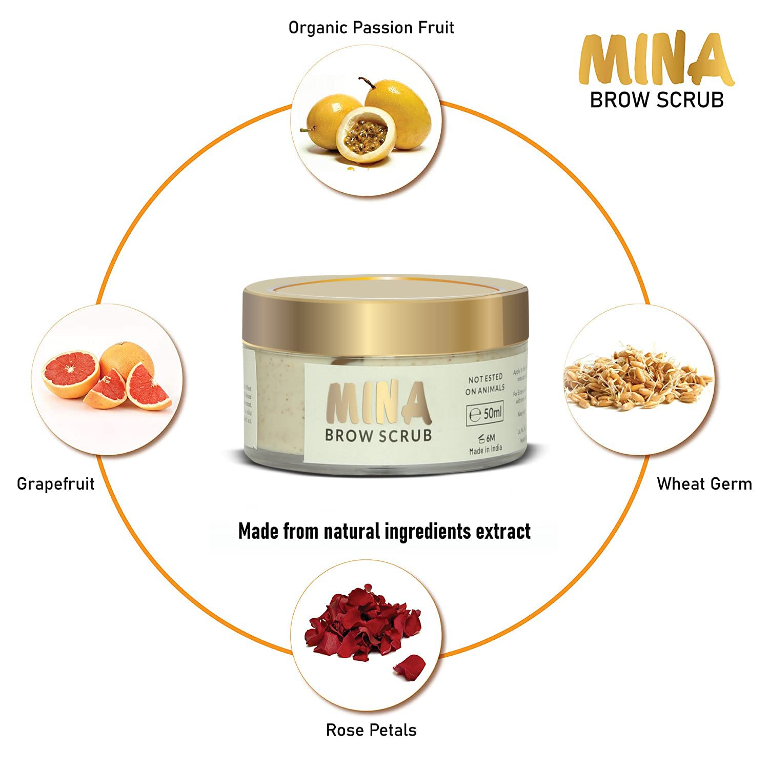 MINA Brow Scrub | For Long-Lasting Henna Or Tint | Natural Extracts Gently Exfoliate The Skin | Prepare The Area For Henna Or Tint 50ml