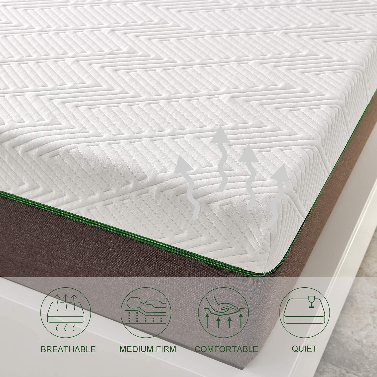 IYEE NATURE Full Size Mattress, 12 Inch Cooling-Gel Memory Foam Mattress Bed in a Box, Supportive & Pressure Relief with Soft Fabric Cover, Medium Firm Feel,Black