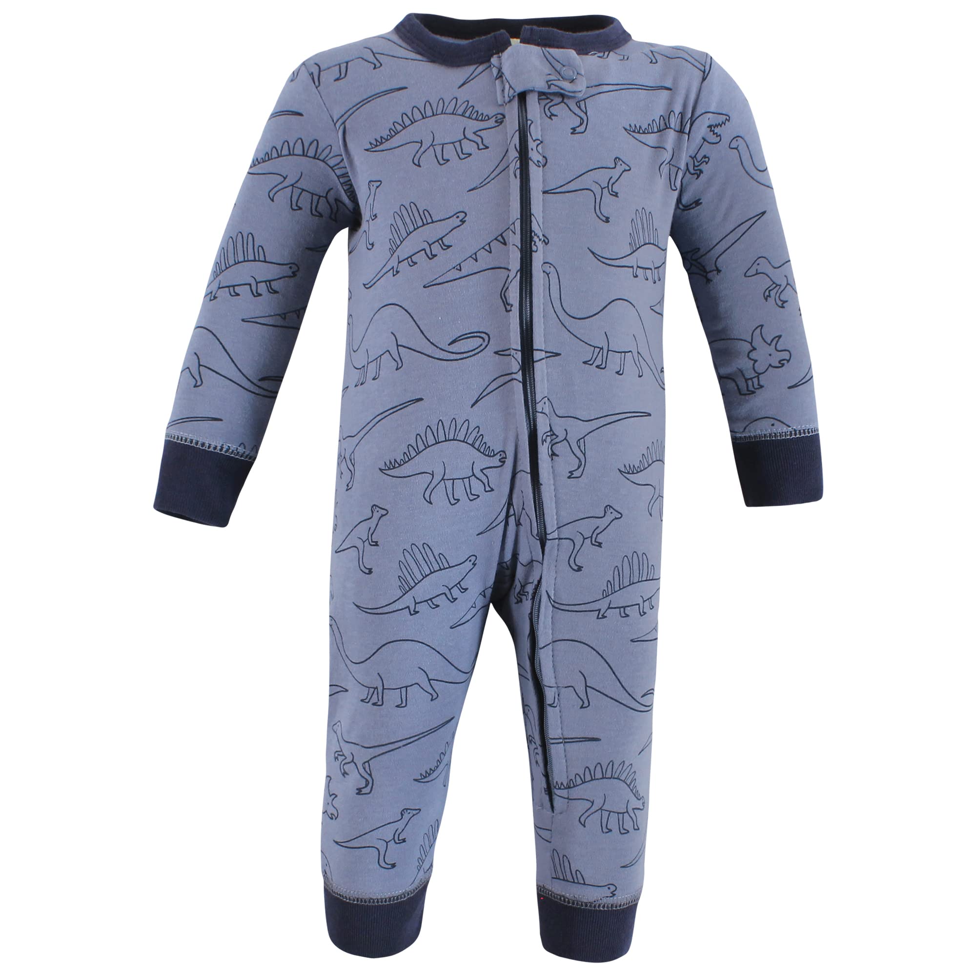 Hudson Baby Unisex Baby Cotton Sleep and Play, Blue Green Dino, 6-9 Months