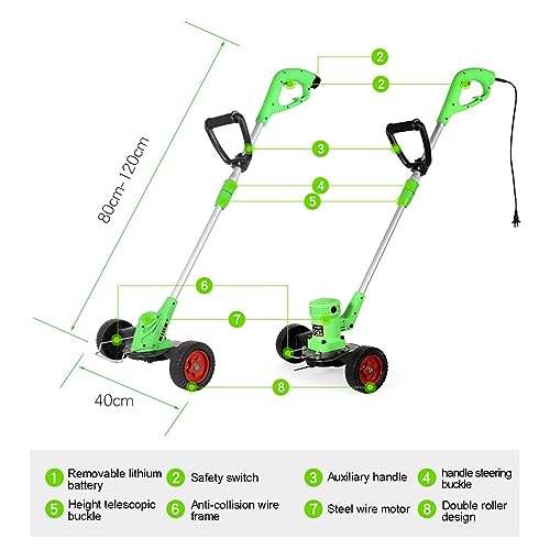Robotic Lawnmower Electric Lawn Mower, 4000mA Rechargeable Garden Lawn Trimmer 2 in 1 Multifunctional Lawn Mower Removable Battery