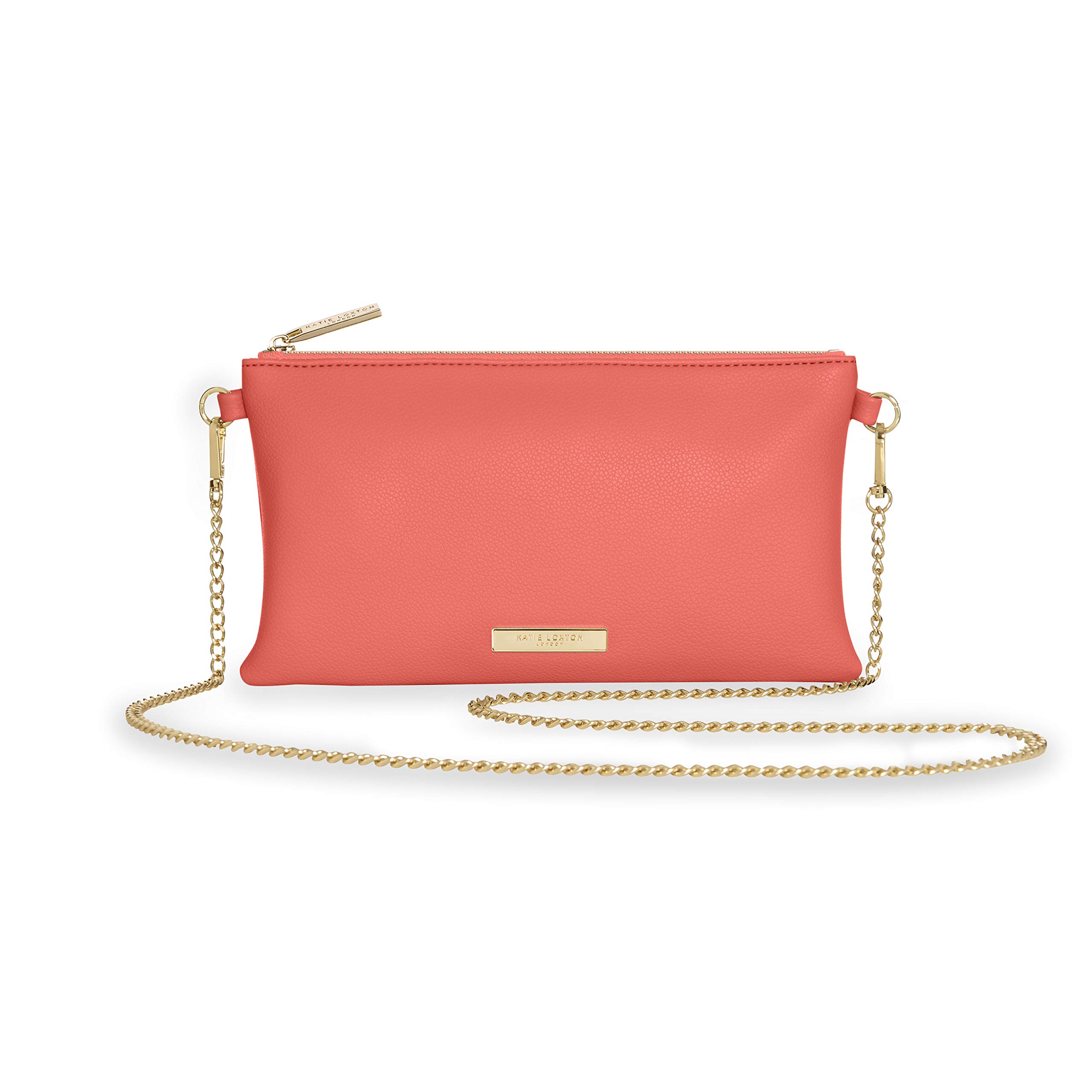 KATIE LOXTON Freya Soft Pebble Women's Vegan Leather Convertible Crossbody Clutch Purse Coral
