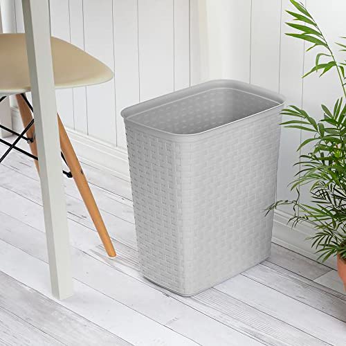 Sterilite 10386A06 Weave 5.8 Gallon Plastic Home Office Bedroom Bathroom Waste Bin Basket Trash Garbage Can, Cement Gray (18 Pack)