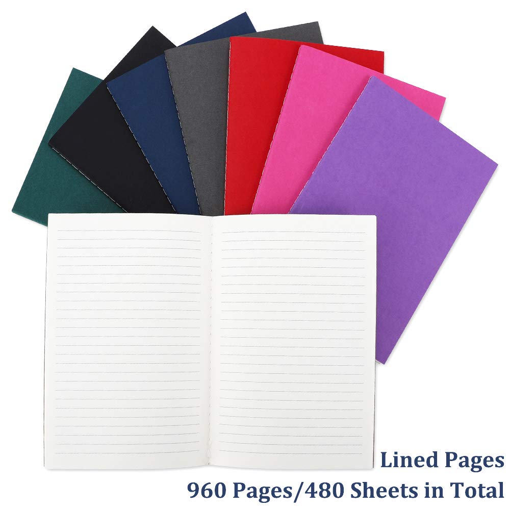 Jekkis 16 Pack Journals Notebooks Bulk, A5 Size Lined Travel Journal Notebook Set, Soft Cover Kraft Notepads for Kids Office School Supplies, 5.5 x 8.3 Inches, 30 Sheets/60 Pages