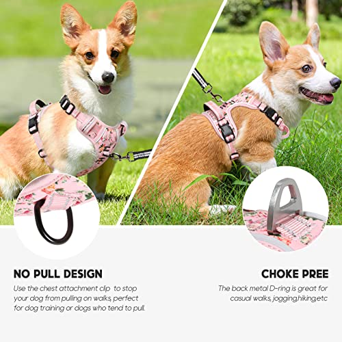 Timos No Pull Dog Harness,NO Need Go Over Dogs Head 3 Snap Buckles Reflective Oxford No Choke Puppy Harness with Front & Back 2 Metal Leash Clips Soft Padded Vest Harnesses for Small Medium Large Dogs