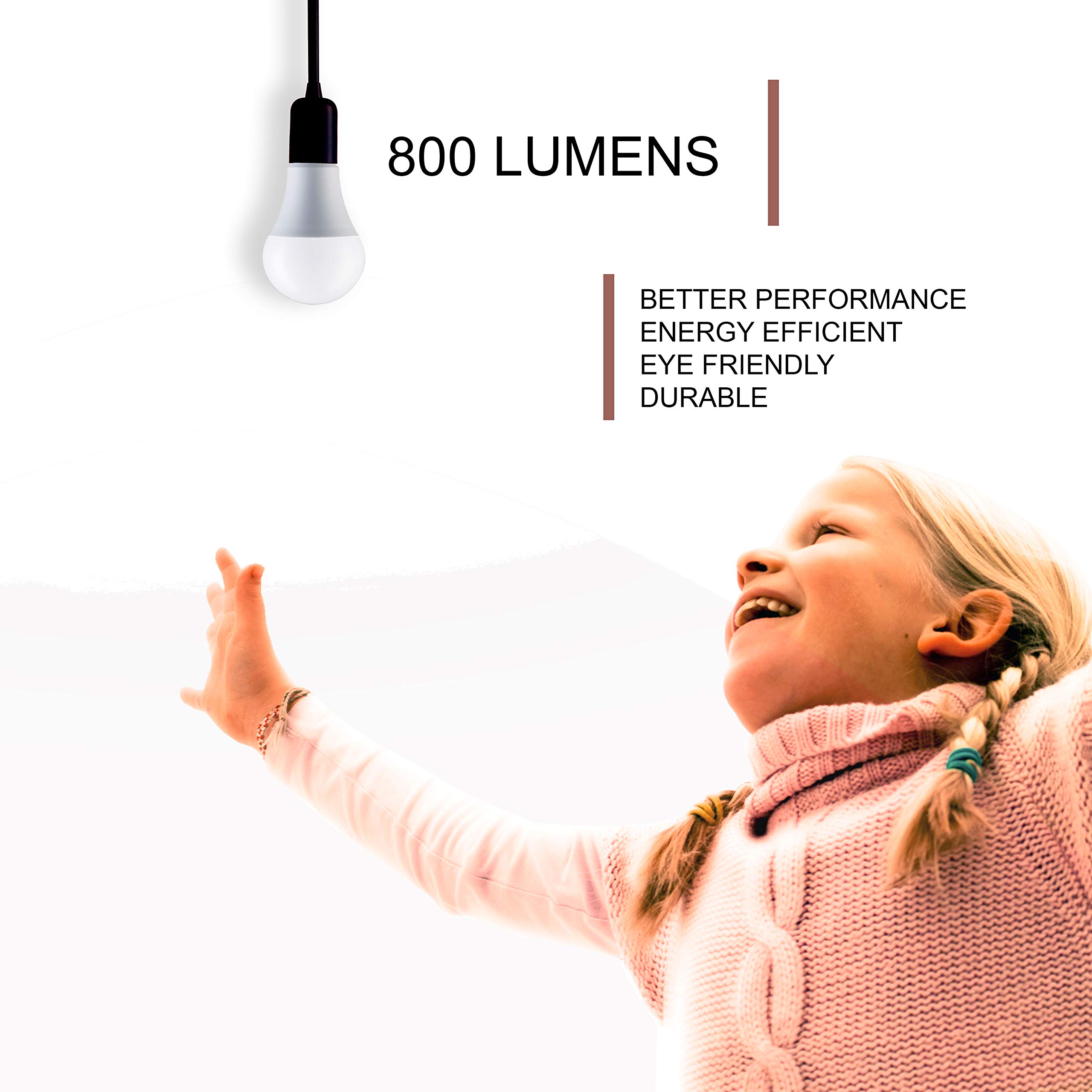 Laborate Lighting A19 LED Light Bulbs - E26 Base, 60W, 800 Lumens, Warm White 2700K Illumination - Dimmable, Energy Saving Outdoor & Indoor Home, Commercial Lighting - 80+ CRI, 10-Year Life - 4-Pack
