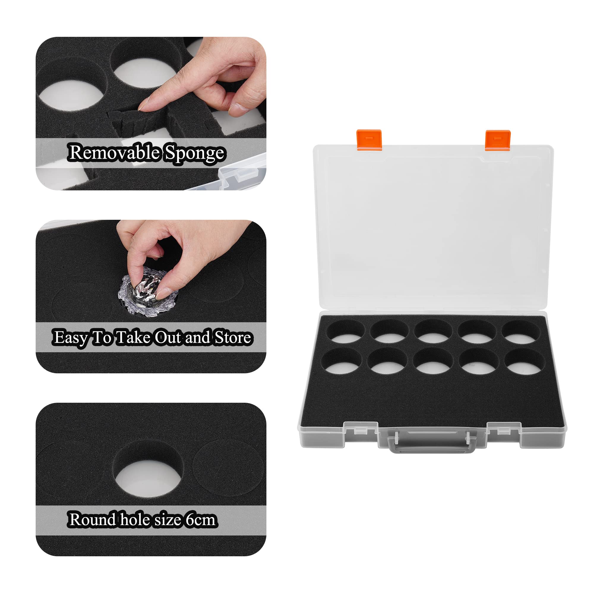 Minahao Display Box,Portable Storage Case Compatible with Beyblades.With Pre-Cut Groove Sponge.(Case Only)