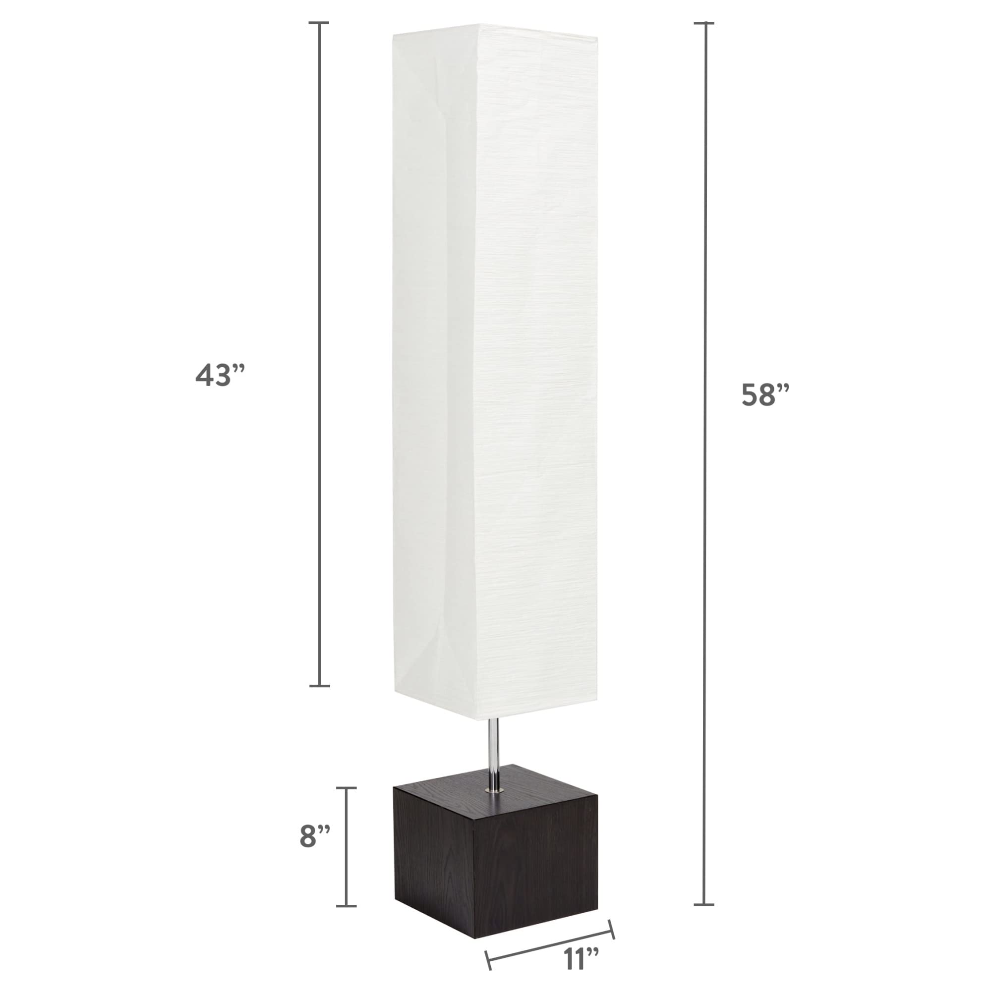 IZAB White Rice Paper Floor Lamp with Dark Wood Base