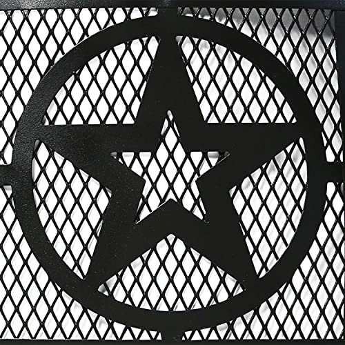 Sunnydaze 40-Inch Round Steel Fire Pit Table with Durable Spark Screen and Poker - Portable Design - Black - Four Star