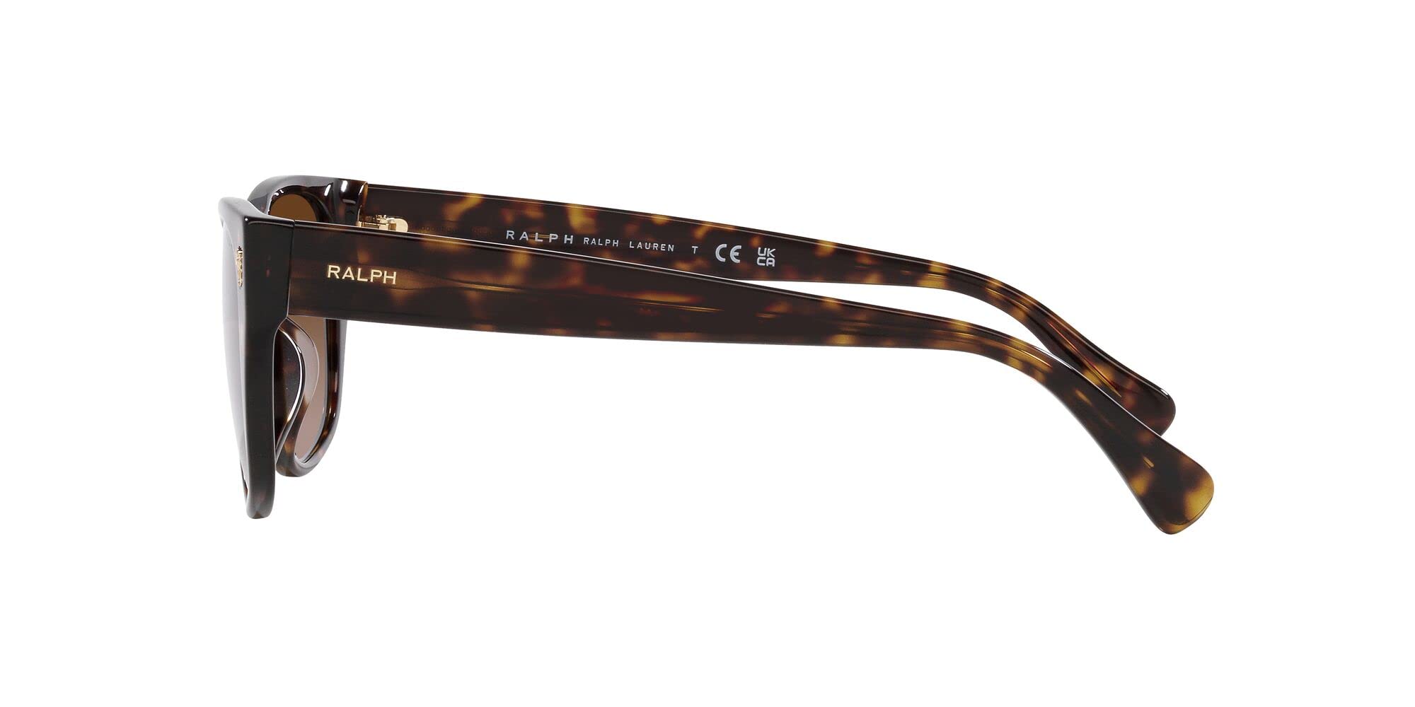 Ralph by Ralph Lauren Women's Ra5303u Universal Fit Square Sunglasses, Shiny Dark Havana/Gradient Brown, 55 mm