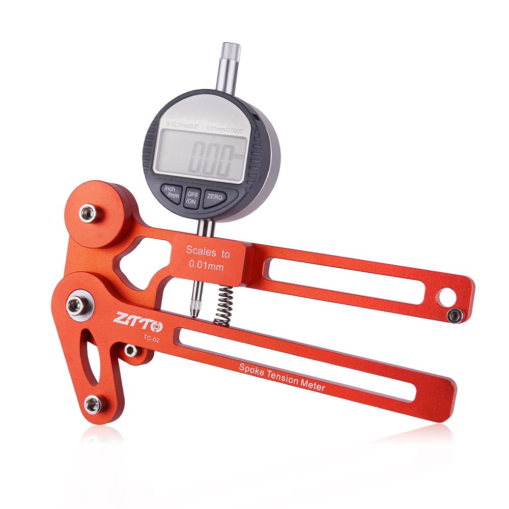 HULKWHEELS Bicycle Spoke Electronic Tension Meter Measuring Tool Aluminum Alloy Wheel Repair Tool Mountain Road Bike MTB Wheel Spokes Checker High Precision Indicator Accurate Stable (TC-02 RED -E)