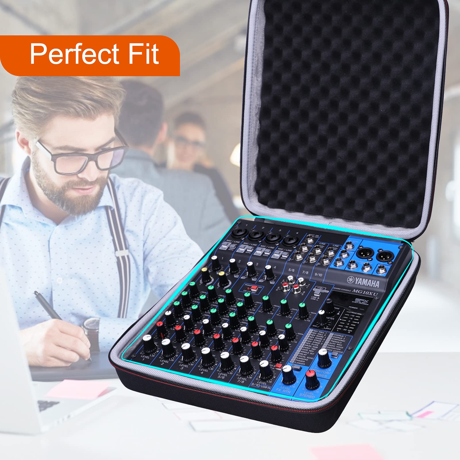 L LTGEM EVA Hard Case for YAMAHA MG10XU or MG10 or MG06 10-Input Stereo Mixer - Travel Protective Carrying Storage Bag