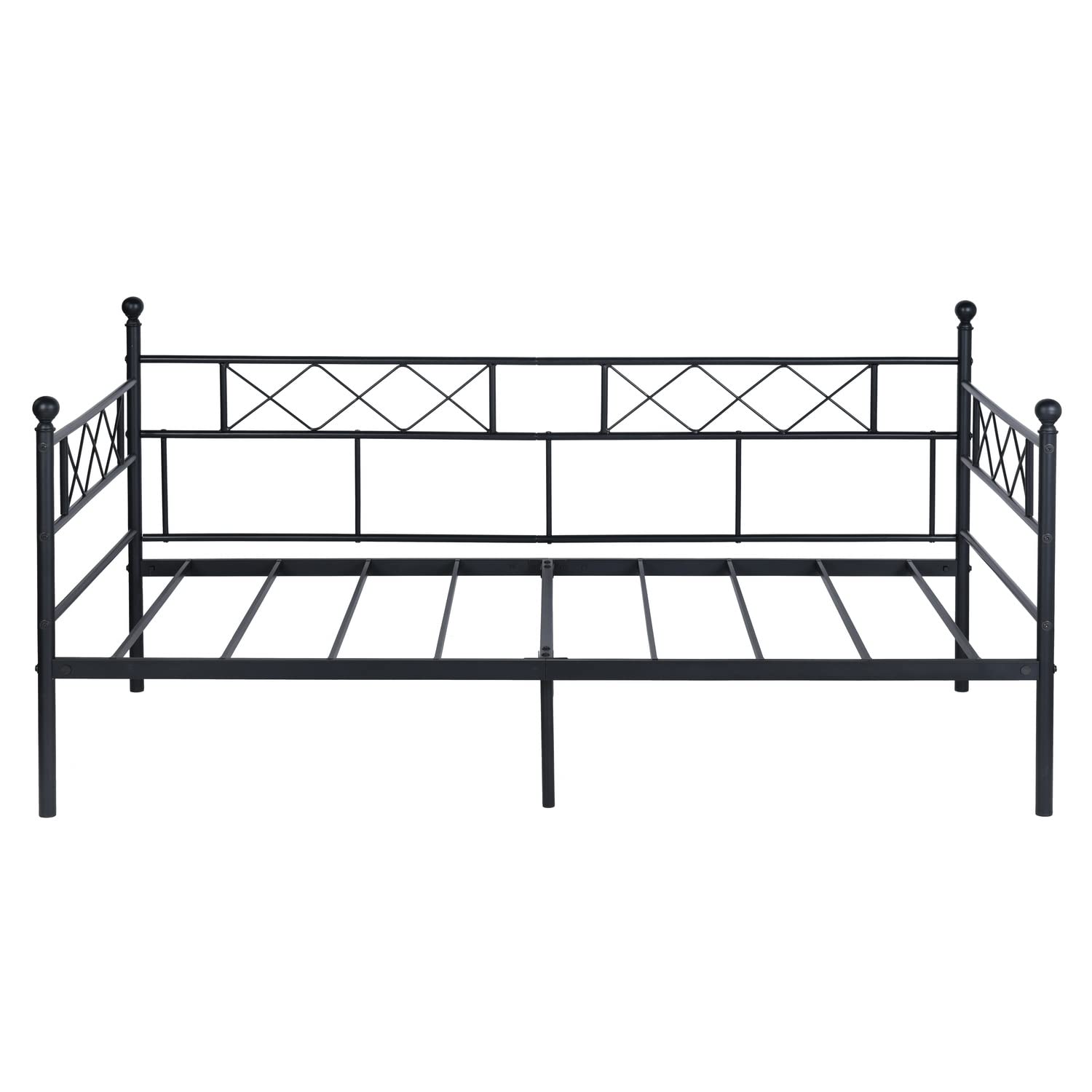 Twin Size Daybed Frame, No Box Spring Needed Day Bed Fram, Twin Bed Frames Metal Sofa Bed for Living Room Guest Room Apartment, Black