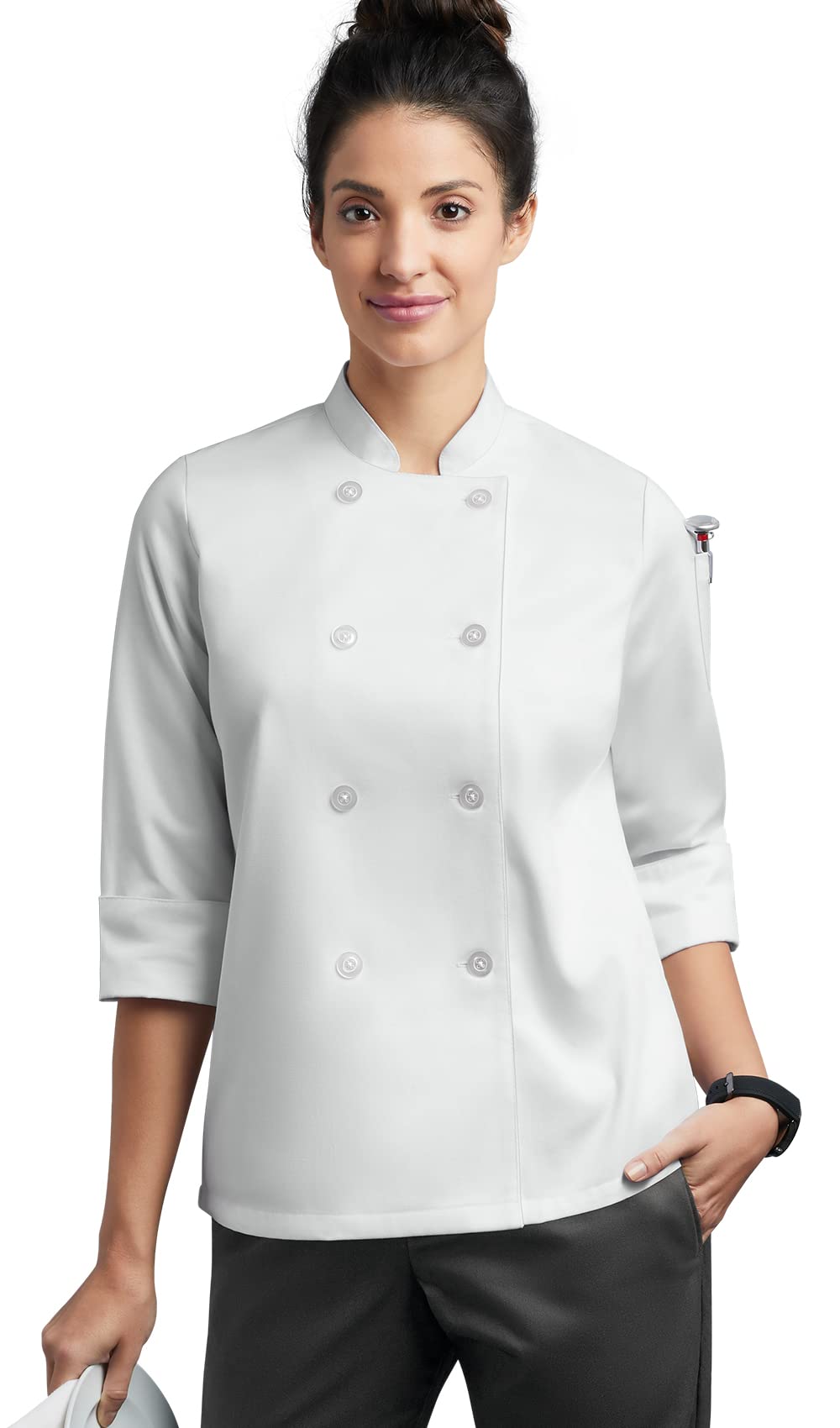 On The Line by ChefUniforms.com Women's 1-Pocket 3/4 Sleeve Chef Coat (White, S)