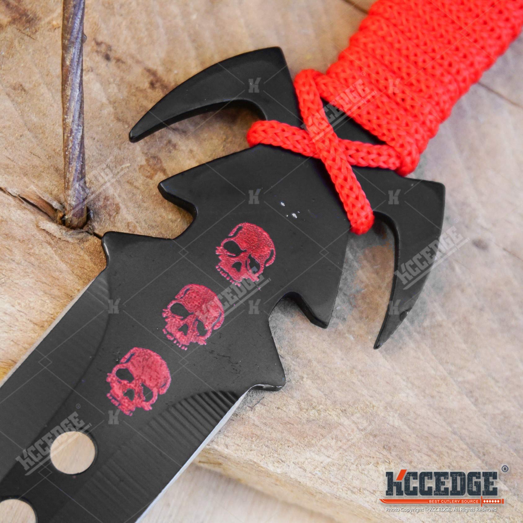 KCCEDGE BEST CUTLERY SOURCE Tactical Knife Survival Knife Hunting Knife 7.5" Skull Throwing Knives Set Fixed Blade Knife Razor Sharp Edge Camping Accessories Survival Kit Tactical Gear 74427 (Black)